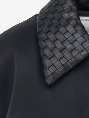 Bottega Veneta Nylon Bomber Jacket With Intrecciato Leather Collar
