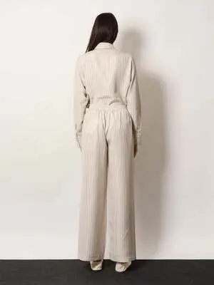 RÓHE Silk Striped Wide Leg Trousers
