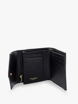 Saint Laurent Leather Wallet With Cassandre Logo On The Front