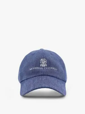 Brunello Cucinelli Linen And Virgin Wool Blend Baseball Cap - Blue