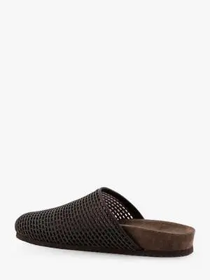 Brunello Cucinelli Leather Mules With Precious Net Detail