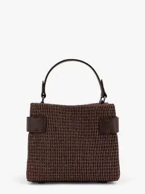 Brunello Cucinelli Woven Leather Handle Bag - Brown