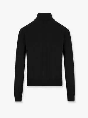 Gucci Wool Turtleneck With Embroidered Crest - Black
