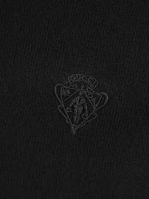 Gucci Wool Turtleneck With Embroidered Crest - Black