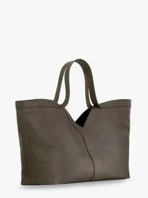 Saint Laurent Tote Y Hammered Leather Shoulder Bag - Beige