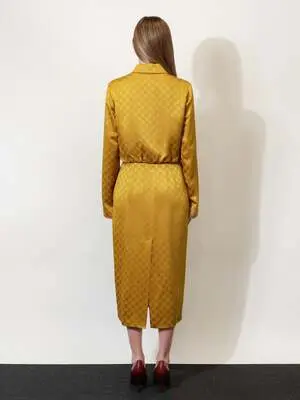 Gucci Gg Satin Chemisier Midi Dress - Yellow