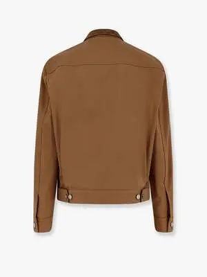 Gucci Gg Corduroy Trim Canvas Jacket - Brown