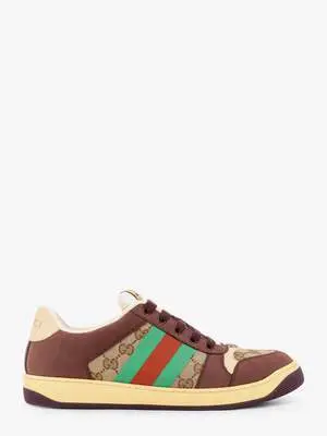 Gucci Gg Fabric Leather Sneakers - Brown