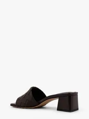 Bottega Veneta Square Toe Woven Leather Mules - Brown