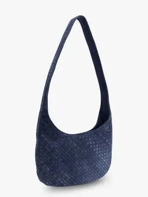 Bottega Veneta Suede Intrecciato Shoulder Bag - Blue