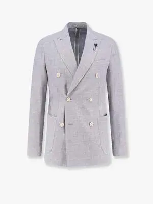 LARDINI Roma Doublebreasted Pure Virgin Wool And Linen Blazer - Blue
