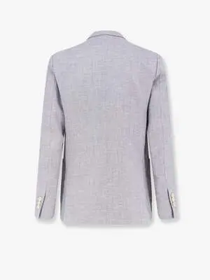 LARDINI Roma Doublebreasted Pure Virgin Wool And Linen Blazer - Blue