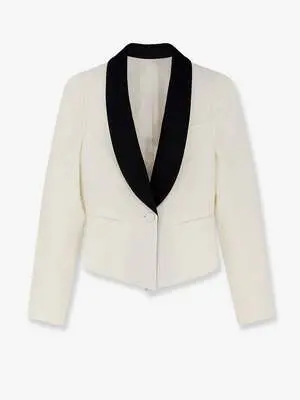 Alexander McQueen Wool Blazer With Satin Lapel - White