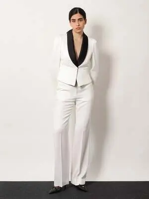 Alexander McQueen Wool Blazer With Satin Lapel - White