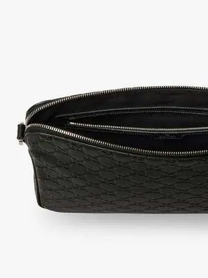 Gucci Gg Emblem Leather Crossbody Bag - Grey