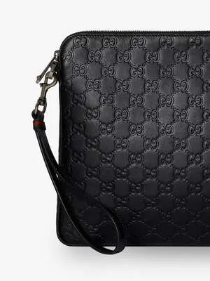 Gucci Gg Emblem Leather Crossbody Bag - Grey