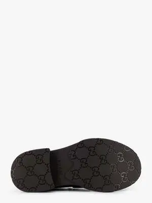 Gucci Leather Loafers With Gg Motif - Black