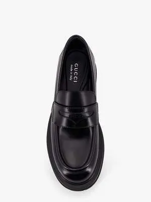 Gucci Leather Loafers With Gg Motif - Black