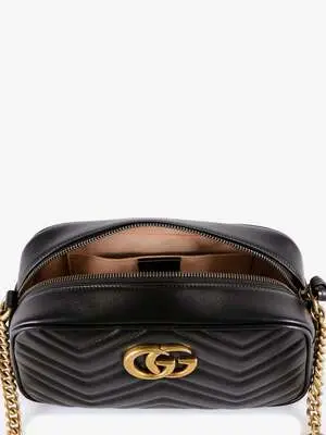Gucci Matelassé Leather Camera Bag With Gg Logo - Black