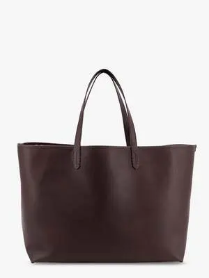 Burberry Reversible Leather Shopper With Check Pattern - Brown