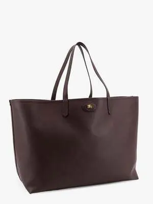 Burberry Reversible Leather Shopper With Check Pattern - Brown