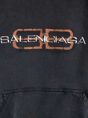 Balenciaga Cotton Hooded Sweatshirt - Black