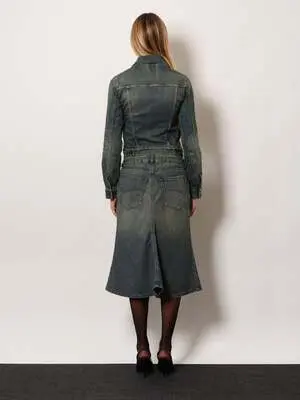 Balenciaga Denim Midi Skirt - Blue