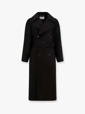Saint Laurent Certified Wool Coat With Belt