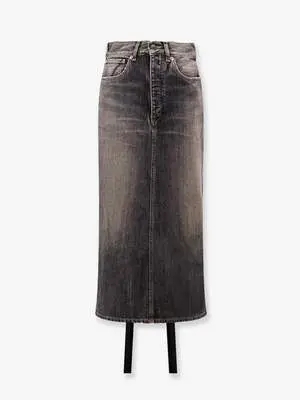 Balenciaga Maxi Denim Skirt With Criss-cross Lacing