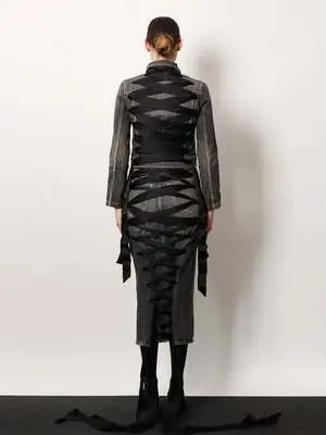Balenciaga Maxi Denim Skirt With Criss-cross Lacing