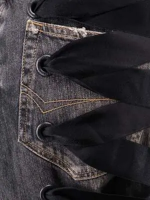 Balenciaga Maxi Denim Skirt With Criss-cross Lacing