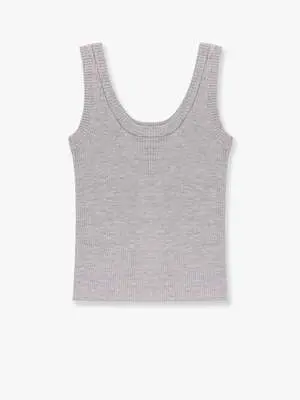 Brunello Cucinelli Ribbed Cashmere And Wool Tank Top With Monili Detail - Grey
