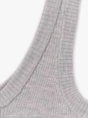 Brunello Cucinelli Ribbed Cashmere And Wool Tank Top With Monili Detail - Grey