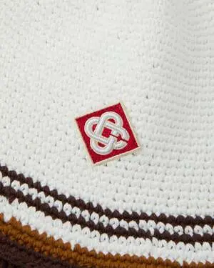 Casablanca White & Brown Stripe Crochet Hat