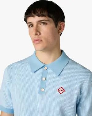Casablanca Pinstripe Short Sleeve Knit Polo Shirt