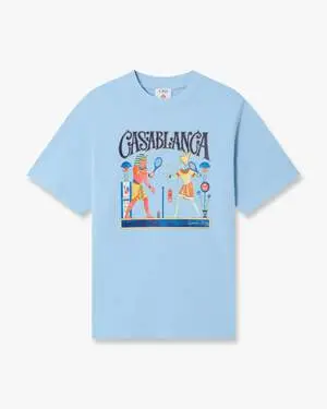Casablanca Egyptian Tennis Match Short Sleeve T-shirt - Light Blue
