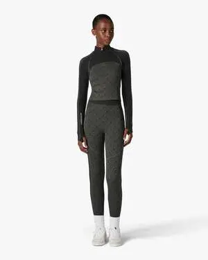 Casablanca Grey Seamless Monogram Half Zip Long Sleeve Top - Multicolor