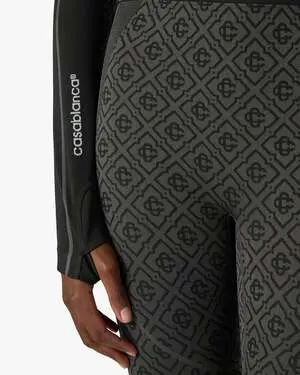 Casablanca Grey Seamless Monogram Half Zip Long Sleeve Top - Multicolor