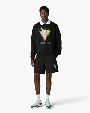 Casablanca Tennis Club Embroidered Sweatshorts - Black