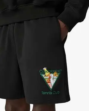 Casablanca Tennis Club Embroidered Sweatshorts - Black