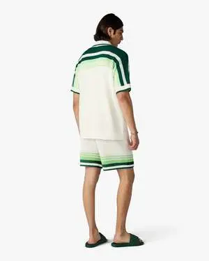 Casablanca White Tennis Stripe Crochet Short Sleeve Shirt - Green