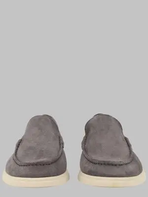 BOSS BOSS Suede Mocassins With Logo Detailing Gray