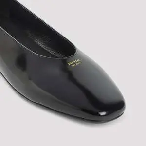 Prada Brushed Leather Ballerina Flats - Black