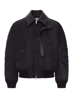 Bottega Veneta Padded Nylon Bomber Jacket With Intrecciato Leather Accents - Multicolor