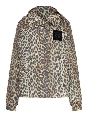 GANNI Leopard Print Recycled Nylon Hooded Jacket - Multicolor