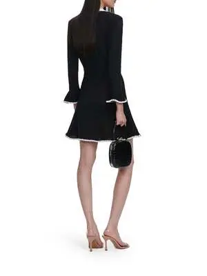 SELF-PORTRAIT Lace Trim Knit Mini Dress