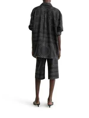 TOTEME Silk Shirt With Monogram Embroidery - Black