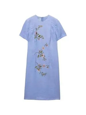 Prada Embroidered Linen Dress