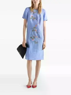 Prada Embroidered Linen Dress