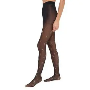 STEMS Pretty Flowers Sheer Tights - Black